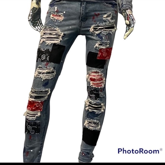 Focus | Jeans | Saledistressed Denim Patchwork Jeans | Poshmark